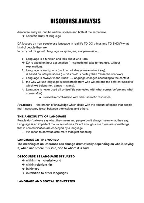 Discourse Text Analysis Dispense Di Lingua Inglese Docsity