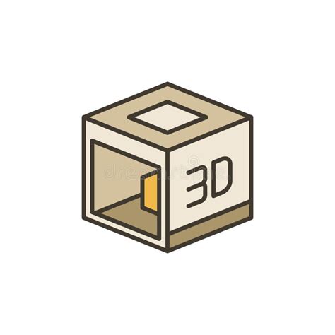 Creative 3d Printer Cube Shaped Vector Concept Colored Icon Stock