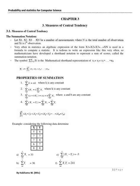 Chapter 3 Statistic Pdf Mean Median