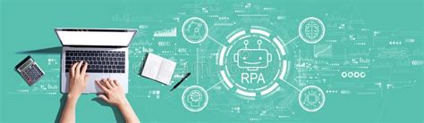robotic process automation theme with person using a laptop stock image