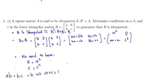 A Square Matrix A Is Said To Be Idempotent If Chegg Com