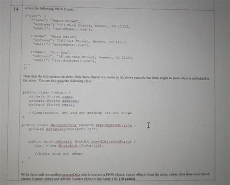 Solved 14 Given The Following Json Format 1 Name David