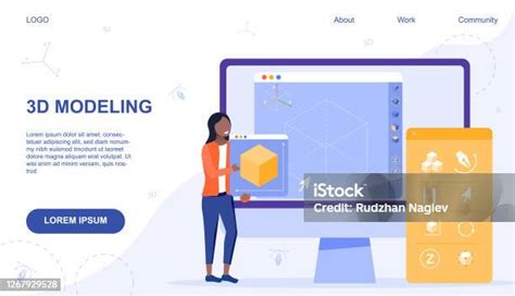 온라인 3d 모델링을 위한 웹 페이지 템플릿 3차원 형태에 대한 스톡 벡터 아트 및 기타 이미지 3차원 형태 개념 개발 Istock