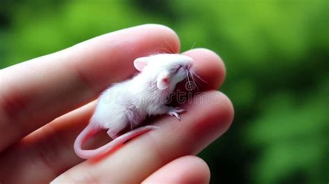 Animation Of Tiny Miniature White Mouse In A People S Hand Stock Video Video Of Cute Mouse