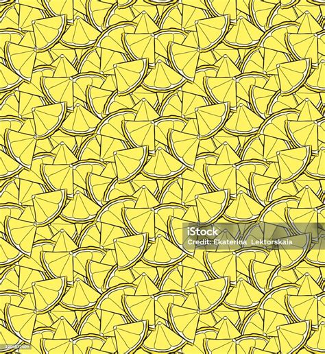 레몬 조각은 완벽 한 패턴을 닫습니다 투명 배경에 벡터 그래픽 라인 잉크 노란색 그림 메뉴 패키지 화장품 섬유 카드에 이상적 감귤류 과일에 대한 스톡 벡터 아트 및 기타