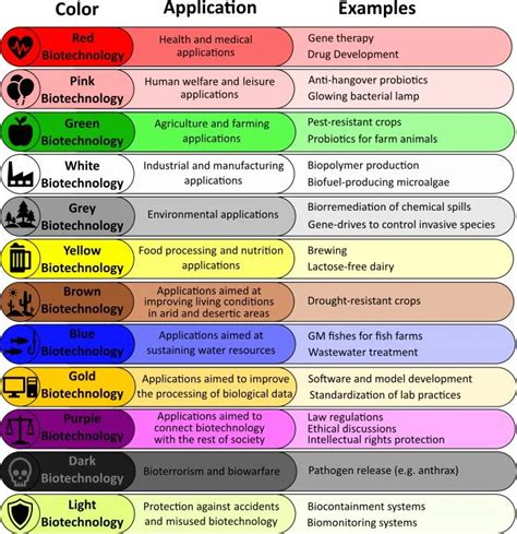 Color Coded Classification Of Biotechnology Branches