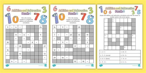Addition And Subtraction Puzzles