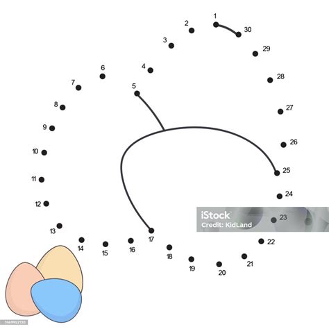 부활절 달걀 도트 게임 숫자로 점을 연결하고 만화 계란을 그립니다 완료합니다 로직 게임 및 색칠 페이지 답변 부활절 개념 어린이