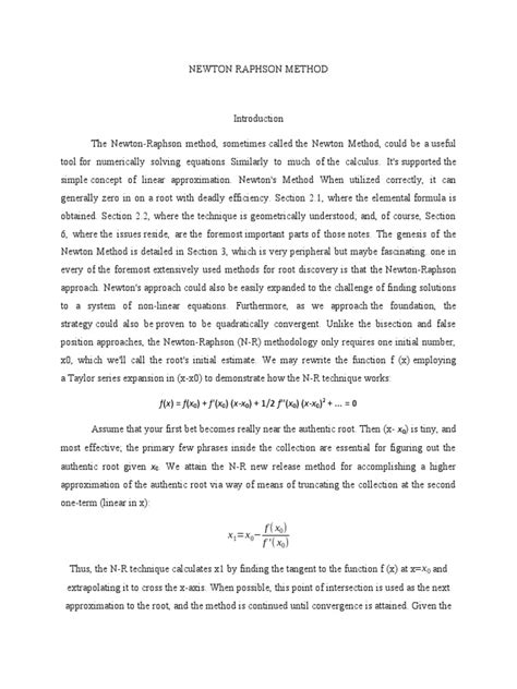 Newton Raphson Method Introduction Pdf Mathematics Mathematical Relations