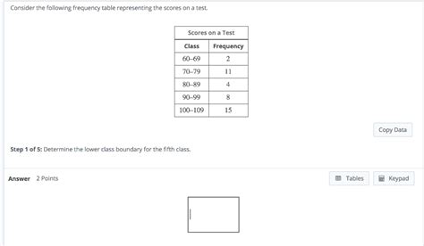 Solved Consider The Following Frequency Table Representing