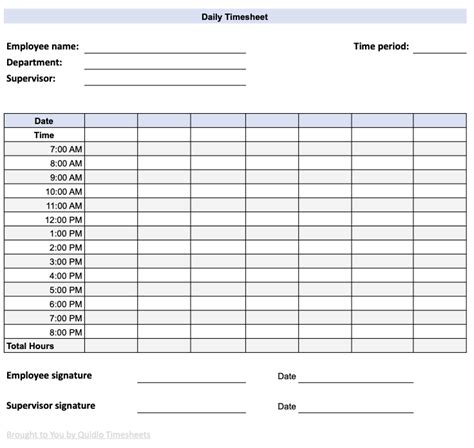 Free Timesheet Template Excel