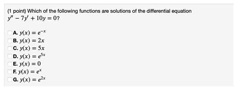 Solved 1 Point Which Of The Following Functions Are Chegg Com