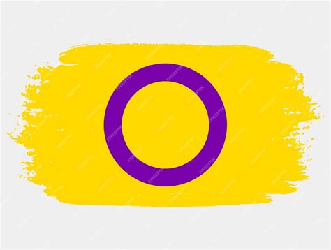 Интерсекс флаг нарисованный кистью на белом фоне Концепция прав ЛГБТ Премиум векторы