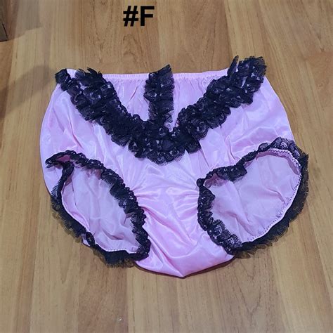 Panties For Sissy 3xl Ruffled Nylon Briefs With Lace Panel Handmade