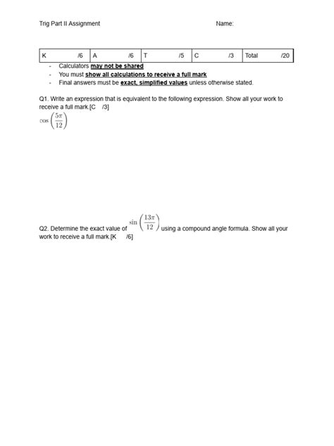 Trig Part Ii Ob Assignment Pdf Technology And Engineering