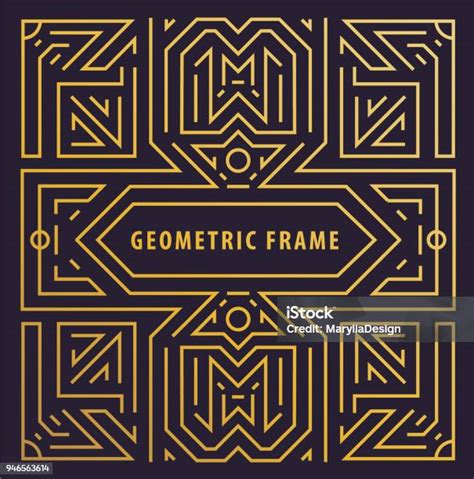 최신 유행 빈티지와 텍스트추상 골든 형상 프레임 템플릿 고급 제품 포장에 대 한 공간을 가진 모노 라인 스타일에 벡터 모노 그램 디자인 요소입니다 0명에 대한 스톡 벡터