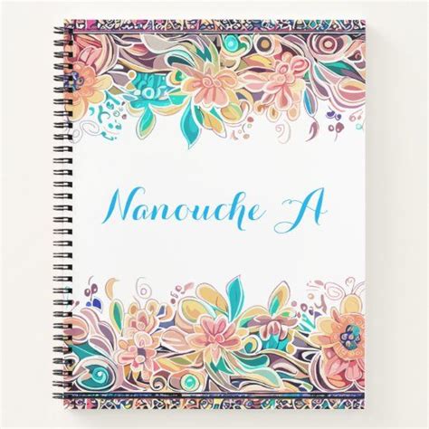 Floral Border Clipart Spiral Notebook Zazzle Floral Border Clip Art Borders Floral