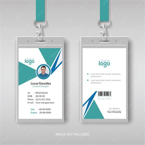 현대적이고 미니멀한 신분증 템플릿 회사 직원을 위한 창의적인 신분증 디자인 프리미엄 벡터