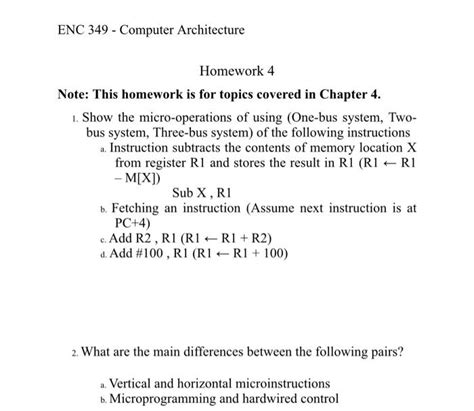 Solved Enc 349 Computer Architecture Homework 4 Note This