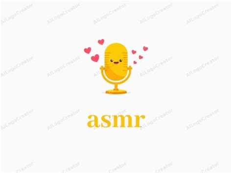 최고의 Asmr 로고 메이커 귀여운 노란색 마이크와 하트 Ailogocreator