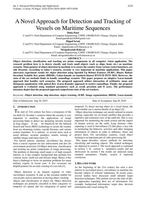 Pdf A Novel Approach For Detection And Tracking Of Vessels On