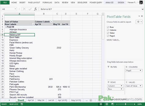 Making Cash Flow Summary In Excel Using Pivot Tables With Data On