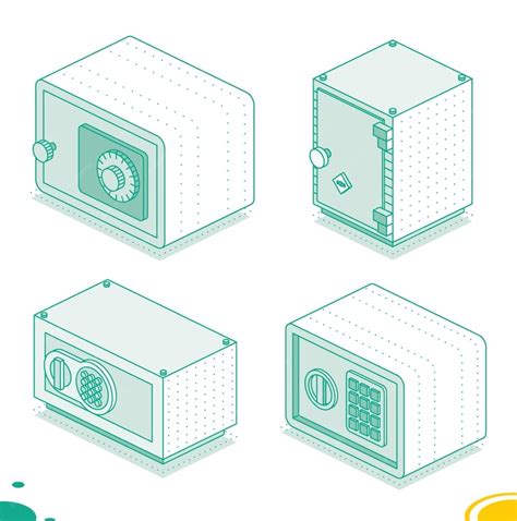 Premium Vector Collection Of Isometric Safes Outline Object Isolated On White Background Icon
