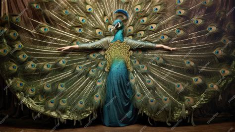 Premium Ai Image Dancer Dressed As A Peacock