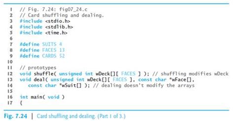 solved card shuffling and dealing modify the program in fig 7 24