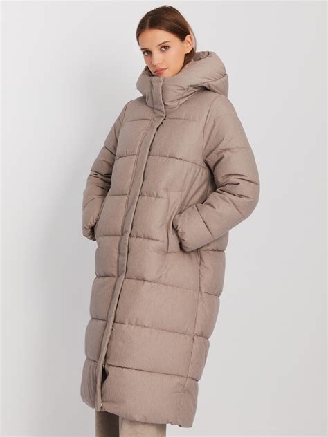 Тёплая длинная куртка пальто с капюшоном 02342520l044 цвет Бежевый
