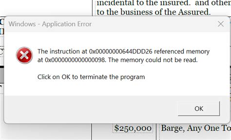Windows Application Error Instruction At Memory Cannot Be Accessed Adobe Acrobat Microsoft Qanda