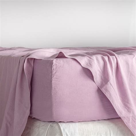 French Flax Linen Fitted Sheet In Lilac I Love Linen