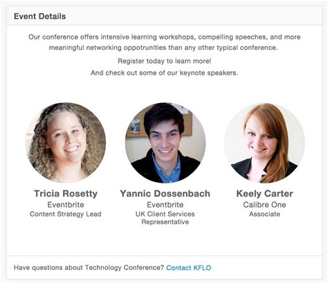 how to add a speaker list on your event page with eventbrite s sched
