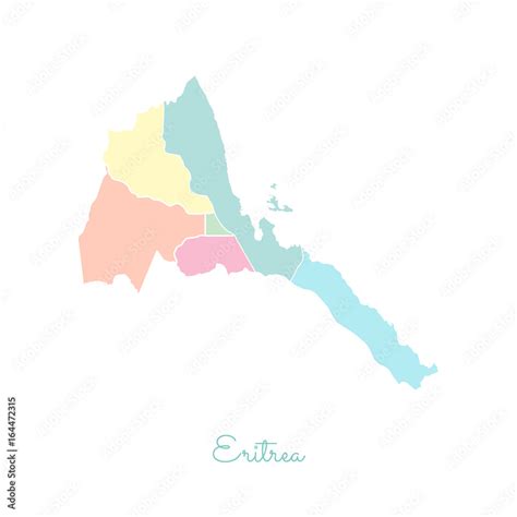 Eritrea Region Map Colorful With White Outline Detailed Map Of Eritrea Regions Vector
