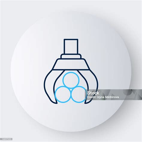 라인 그래플 크레인은 흰색 배경에 격리 된 로그 아이콘을 잡았다 산림 산업 목재 트렁크 목재 생산을위한 산업 크레인 다채로운 개요 개념 벡터 갈고리 발톱에 대한 스톡 벡터