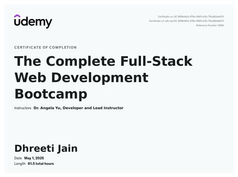 Webdevelopment Fullstackdeveloper Udemy Angelayu Codingjourney Dhreeti Jain