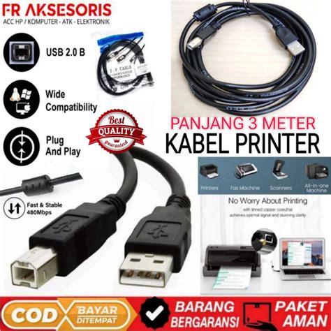 Jual Kabel Printer Usb 3 Meter Hitam High Quality Kabel Printer Epson