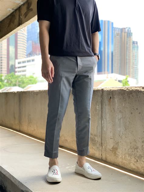 กางเกงสแลคขา5ส่วน กางเกงขาเต่อ กางเกงทำงาน กางเกงแฟชั่นเกาหลี สีเทาอ่อน Line Shopping