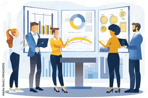 Data Driven Decisions A Diverse Team Of Professionals Collaborates Around A Large Digital