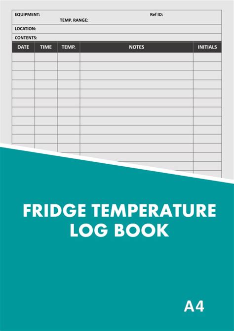 Buy Fridge Temperature Log Book Food Hygiene Safety Temperature Log Sheet A4 Size