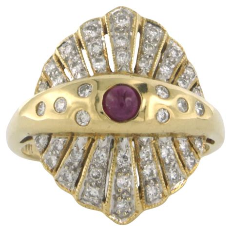 Ring With Ruby And Diamonds 18k Yellow Gold For Sale At 1stdibs