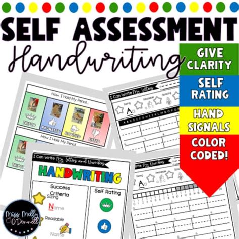 Kindergarten Handwriting Self Assessment Self Evaluation Alphabet Writing