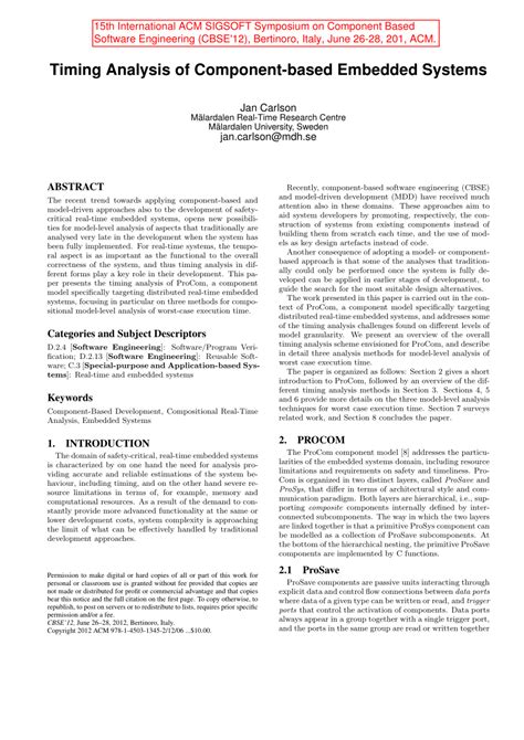 Pdf Timing Analysis Of Component Based Embedded Systems