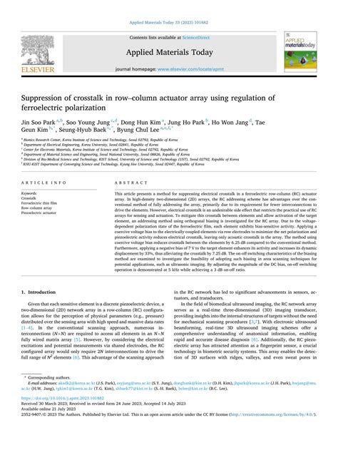 Pdf Suppression Of Crosstalk In Rowcolumn Actuator Array Using
