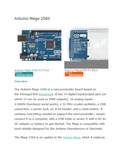 Datasheet Arduino Mega 2560 Pdf Arduino Usb