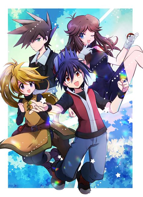 Red Blue Oak Green And Yellow Pokemon And More Drawn By Ayateaori Danbooru