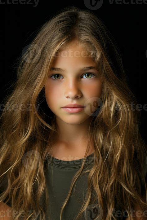 An Image Of A Young Girl With Long Wavy Hair Generative Ai 32113094