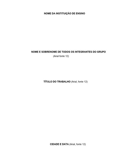 Modelo De Trabalho Científico Pdf Citação Science