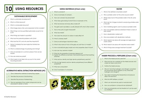 Aqa Chemistry Gcse 9 1 Revision Mat Using Resources Teaching Resources