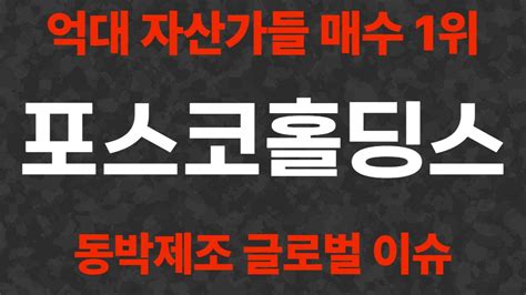 재벌1위가 매수한 종목은 바로 이종목 그 이유를 공개 합니다포스코홀딩스포스코홀딩스주가포스코홀딩스주가전망 Youtube